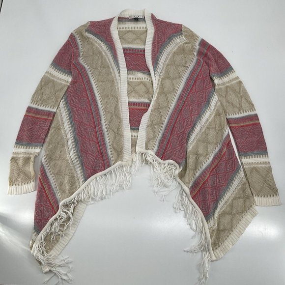 Papaya | Sweaters | Papaya Womens Open Front Cardigan Sz M Red Tan ...